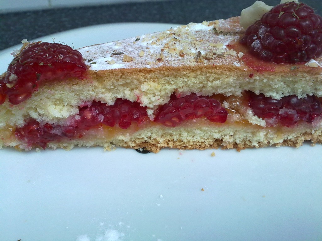 Gâteau de Savoie aux framboises et confiture d'abricot - Recettes de ...